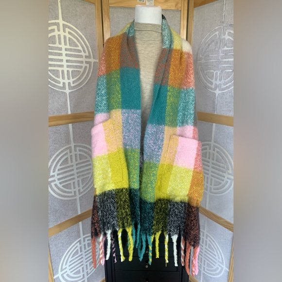 bp | Accessories | Bp Plaid Boho Super Soft And Cozy Wrap With Fringe ...